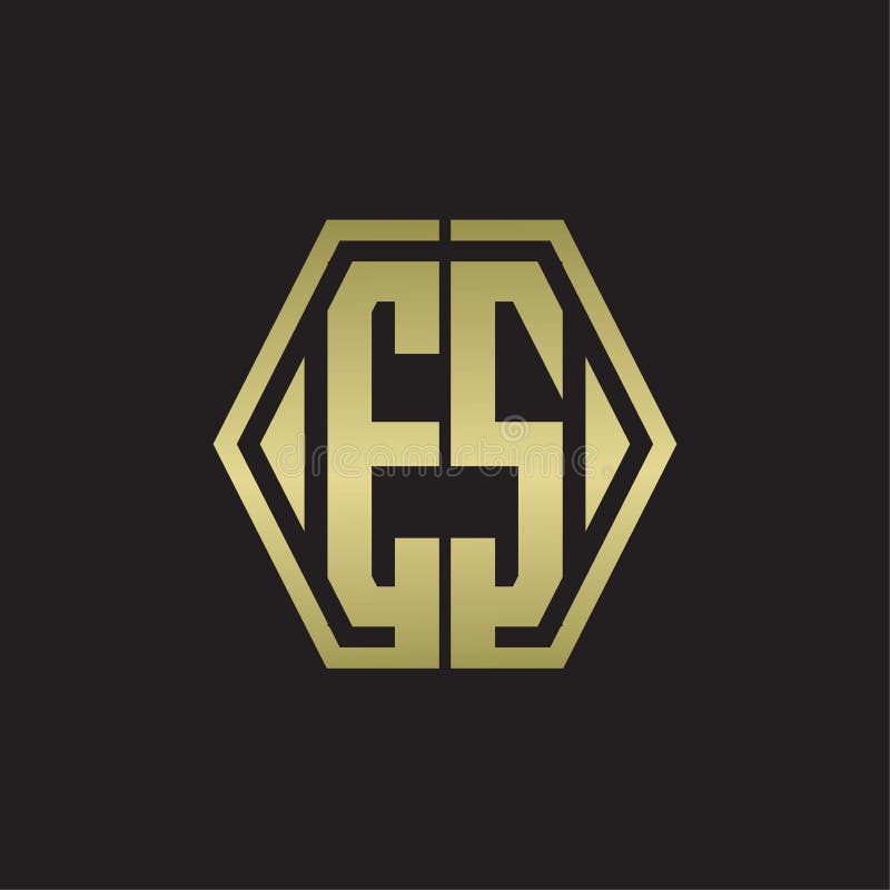 ES Logo Monogram with Hexagon Line Rounded Design Template with Gold ...