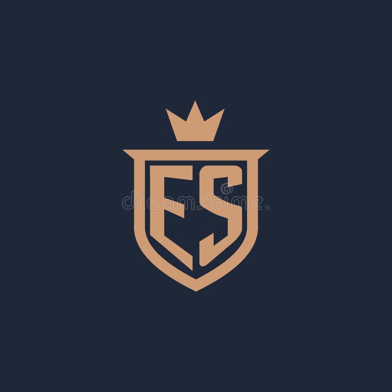 ES Monogram Initial Logo with Shield and Crown Style Stock Illustration ...
