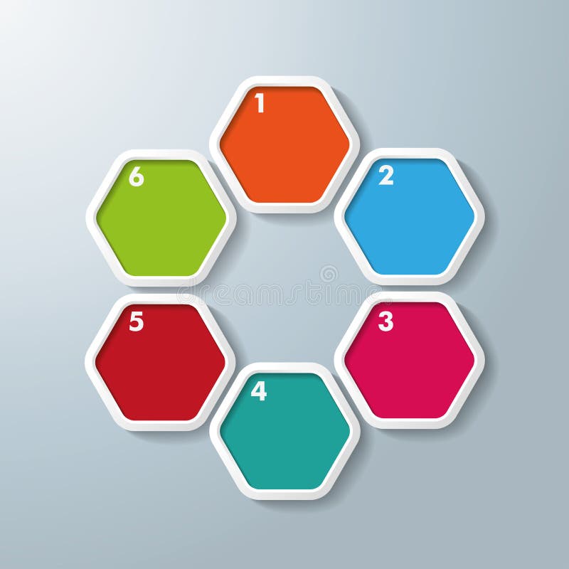 Infografica Esagonale Colorata a 6 Elementi Illustrazione Vettoriale ...