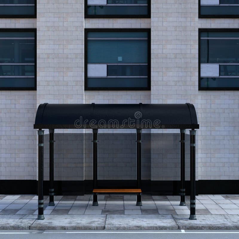 Esamini L'autostazione E La Strada Front View Illustrazione di Stock ...