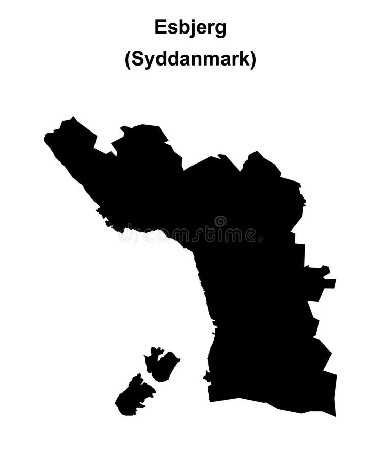 Esbjerg outline map stock vector. Illustration of boundaries - 371638553