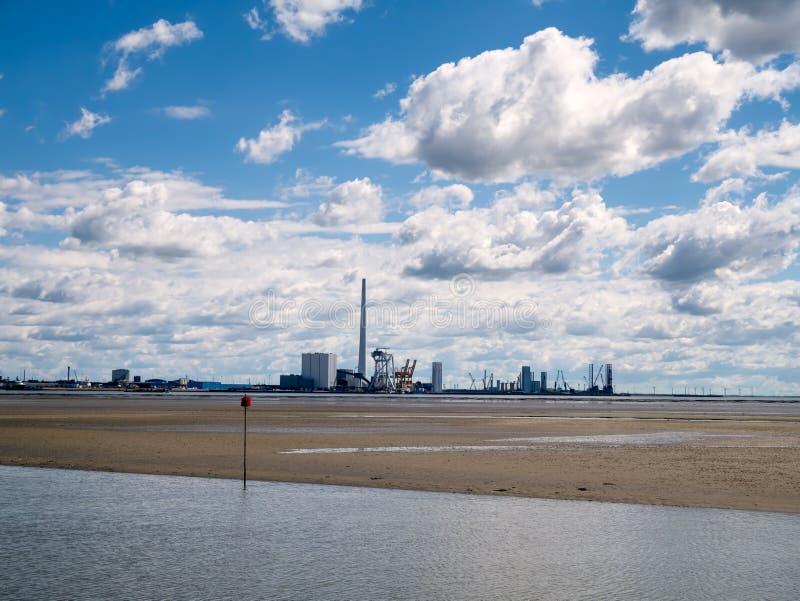 Wind Turbine Farm in the Wadden Sea, Esbjerg, Denmark Stock Image ...