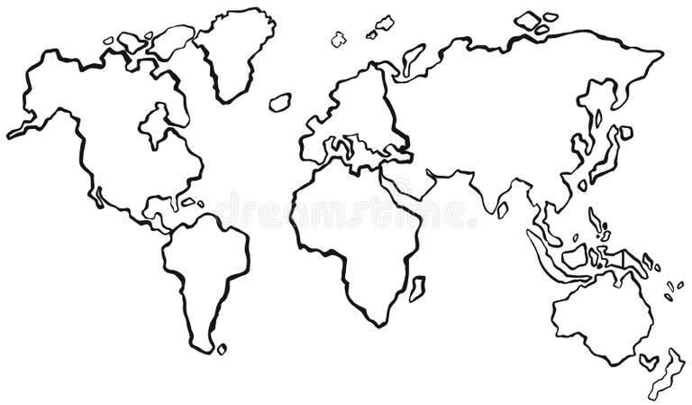 Esboço do worldmap sem cor ilustração do vetor. Ilustração de imagem ...