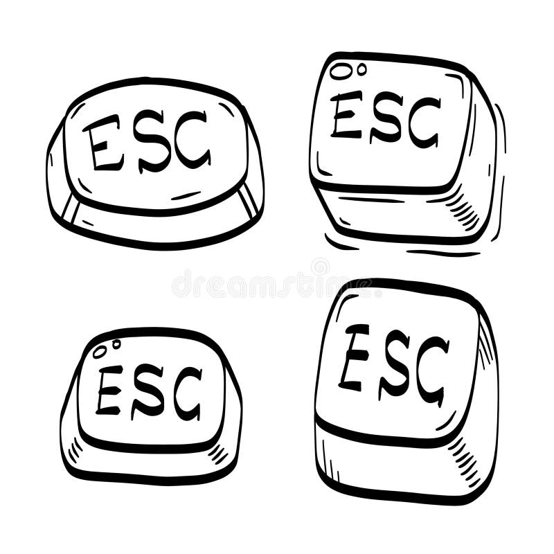 Esc Button Icon. Hand Drawn Control Key Stock Vector - Illustration of ...