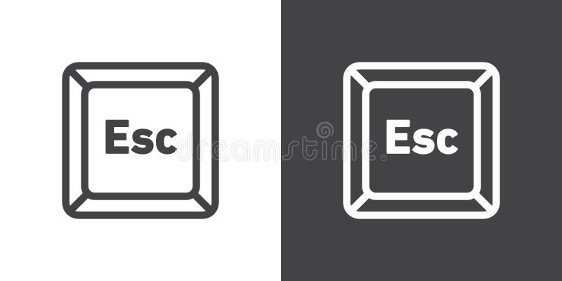 Esc Icon Flat Vector Set Outline Stock Vector - Illustration of black ...