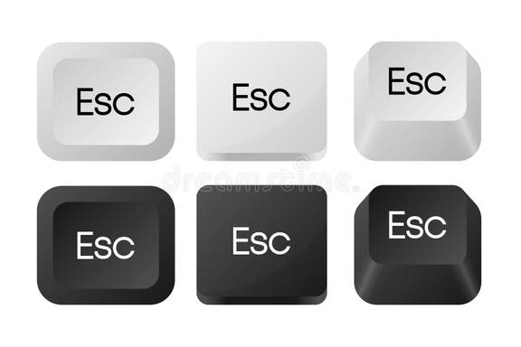 Esc Keyboard Button Icon of Different Types. Computer Button Isolated ...
