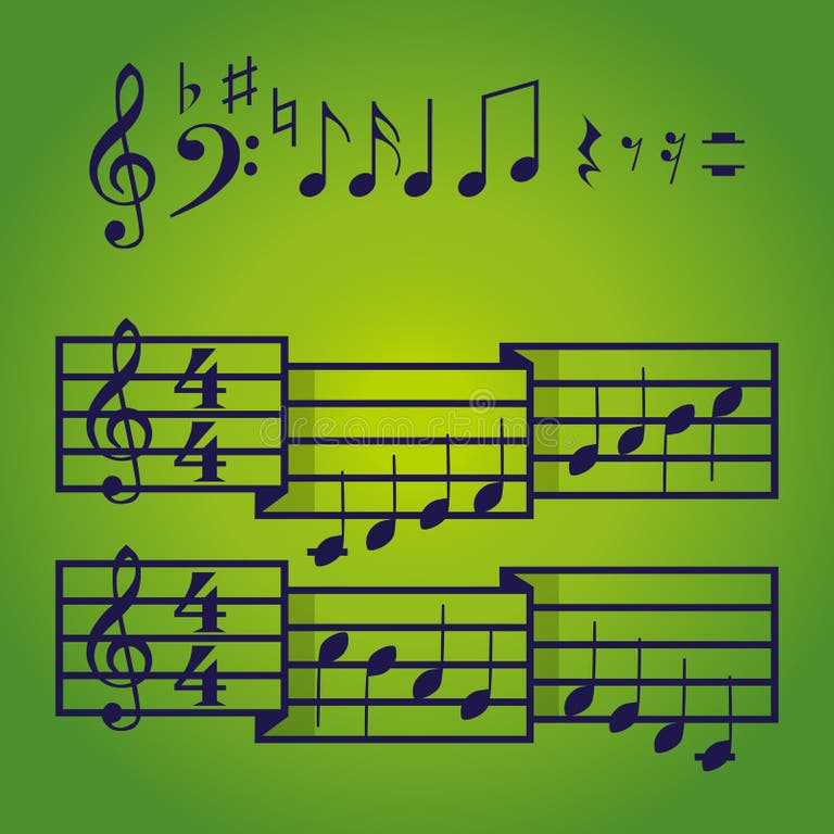 Escala Musical Y Barras Con Las Notas Stock de ilustración ...