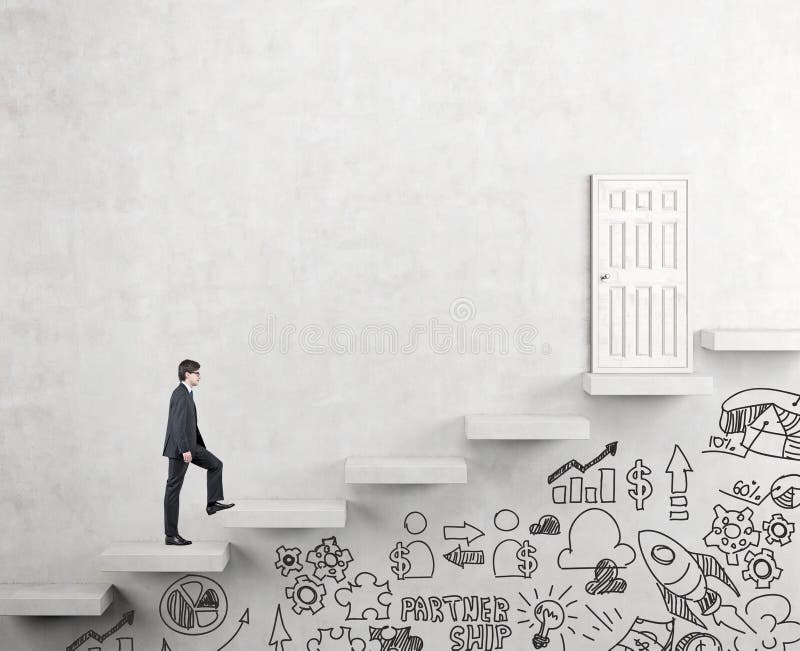 Escalando Uma Escada Do Sucesso Imagem de Stock - Imagem de ...