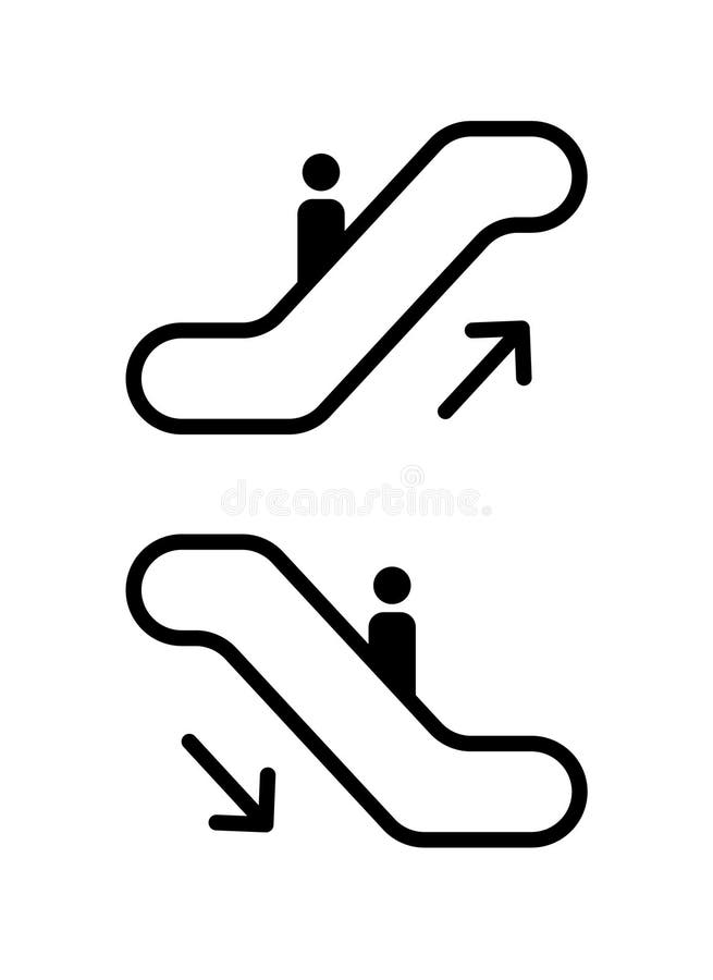 Escalate Vector Icon Sign. Elevator Mall Symbol, Escalator Ladder Icon ...