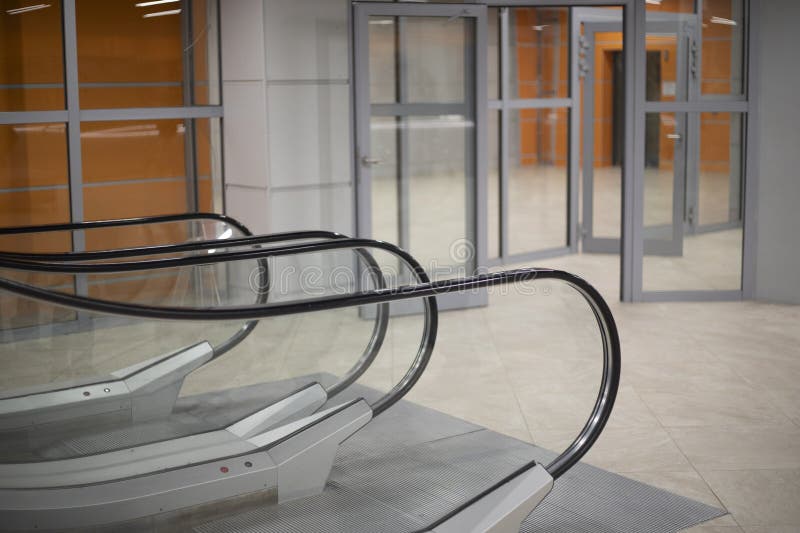 Escalator in the Building. Interior of an Office Building Stock Image ...