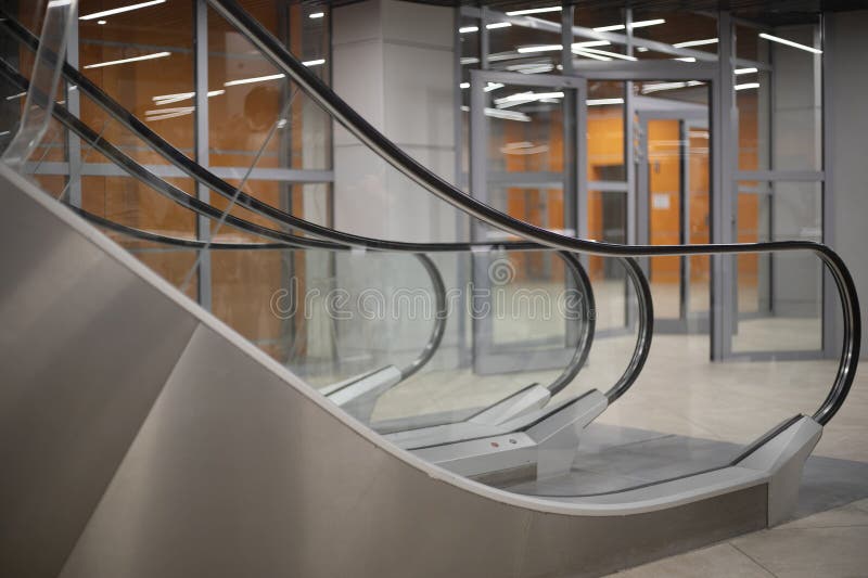 Escalator in the Building. Interior of an Office Building Stock Photo ...