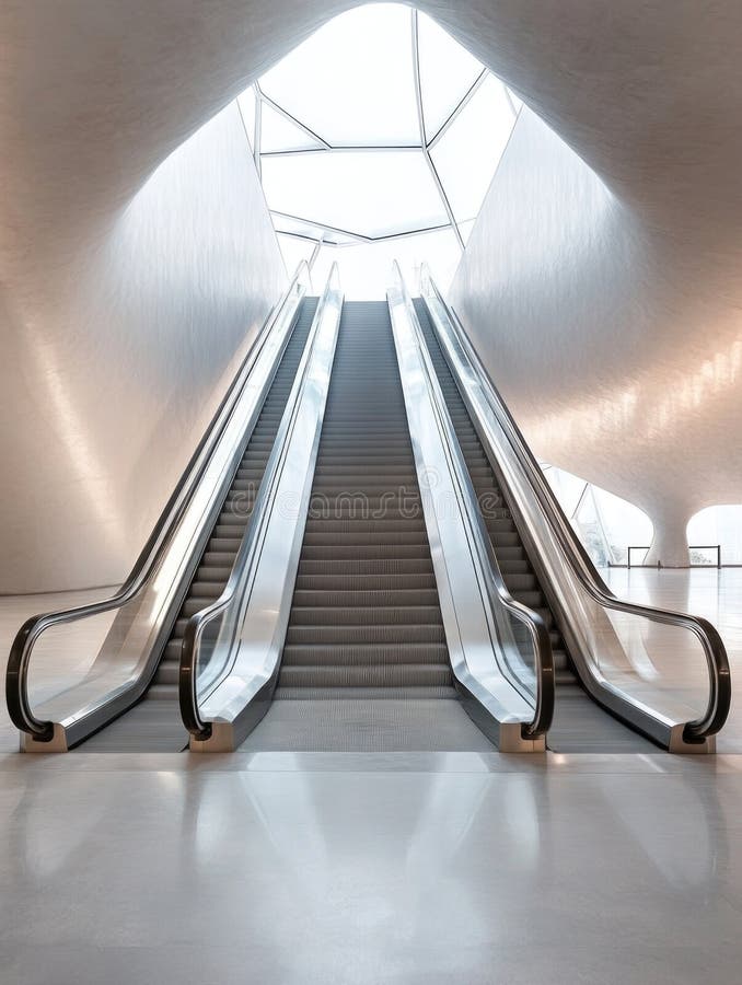 Escalator in Building Skylight Stock Photo - Image of infrastructure ...