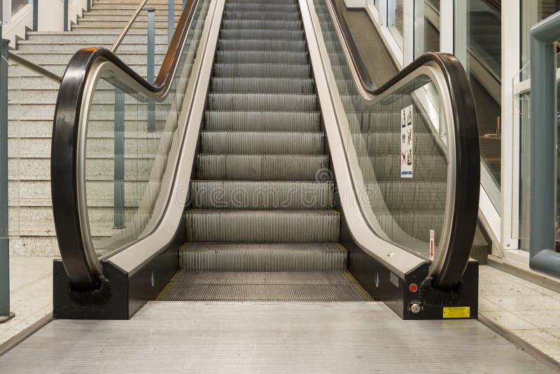 An Escalator in the Building Stock Image - Image of subway, interior ...