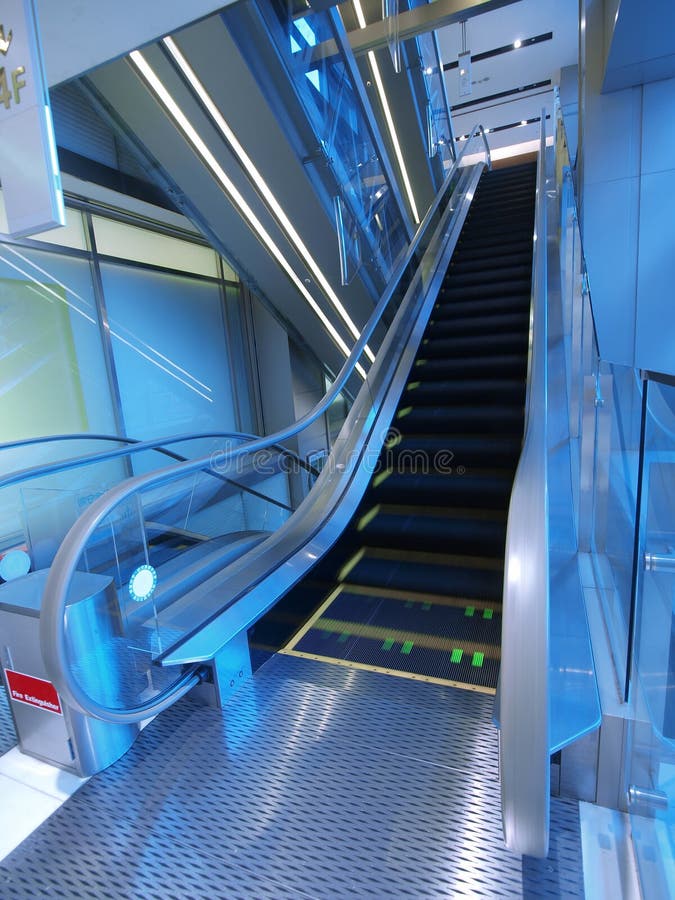 Escalator in Department Store Stock Photo - Image of metal, inside ...