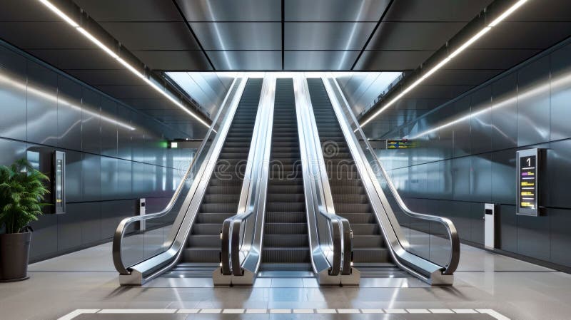 Escalator Design in Modern Public Transit Space. Generative Ai Stock ...