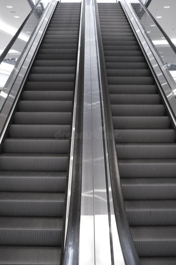 Escalator stock photo. Image of grey, empty, deep, shiny - 55291216