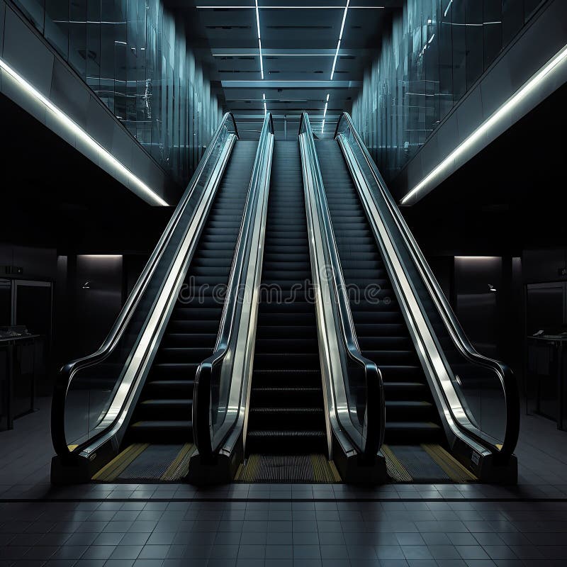 Escalator in Futuristic Building Generative AI Stock Illustration ...