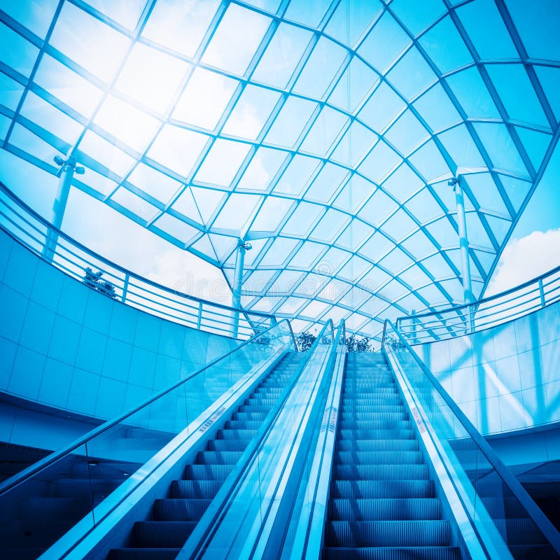 Escalator and glass dome stock photo. Image of outdoor - 28004624