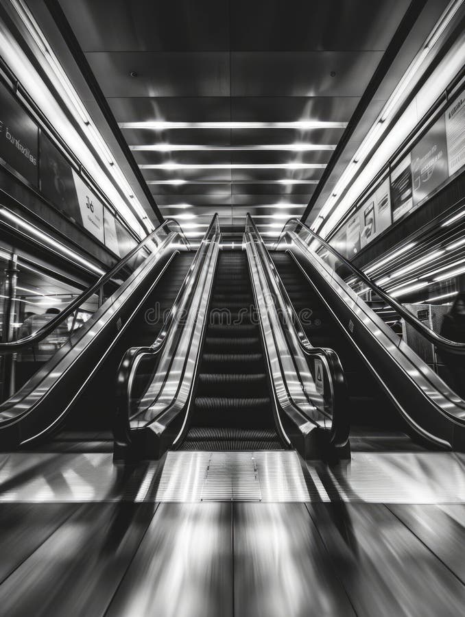 Escalator interior stock photo. Image of space, commuter - 383238954