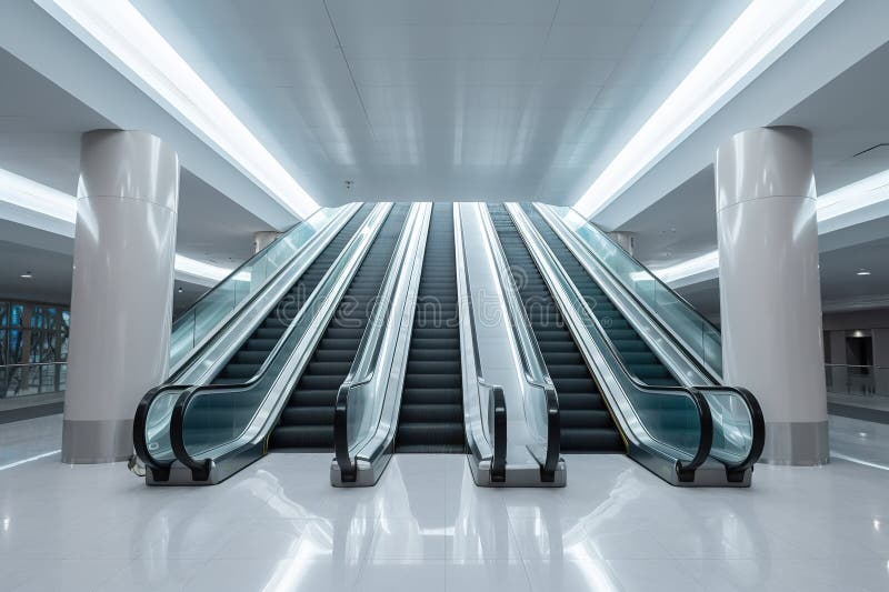 An Escalator in a Large Building with Multiple Escalators. Generative ...