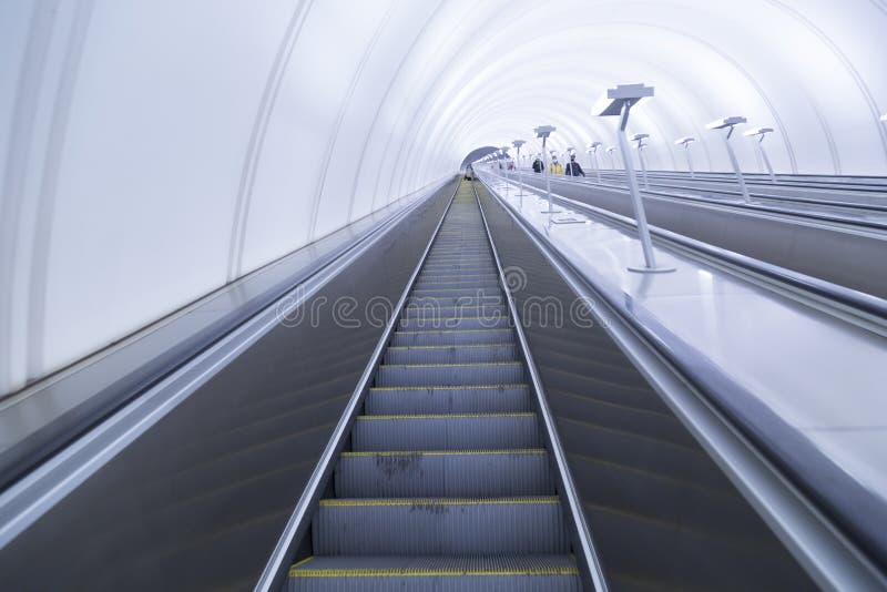 Escalator in the Metro. Lifting Ladder Stock Image - Image of stairs ...