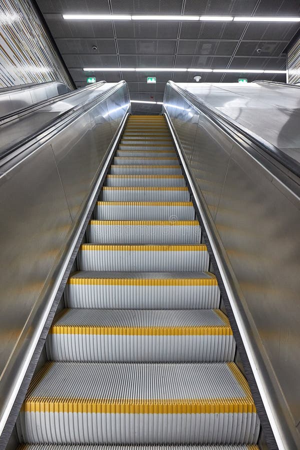 Escalator of a Metro Station Stock Photo - Image of metal, empty: 384035970