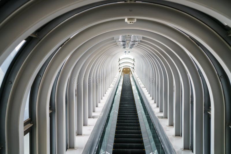 .Escalator in Modern Building Stock Photo - Image of architecture ...