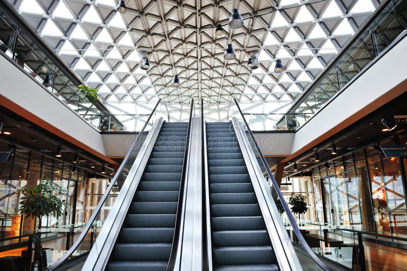 Escalator in a Modern Building Stock Image - Image of stairway ...