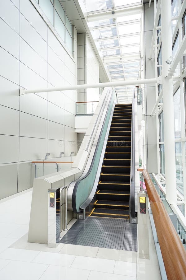 Escalator in Modern Building Stock Image - Image of building, empty ...