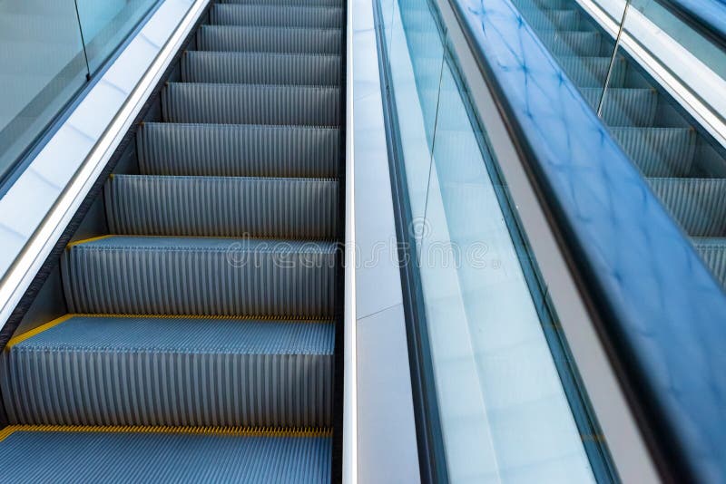 Escalator in Modern Shopping Mall Close Up Stock Image - Image of ...