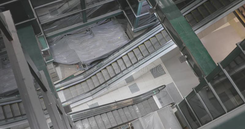 Escalator in a Shopping Center Under Construction Stock Footage - Video ...