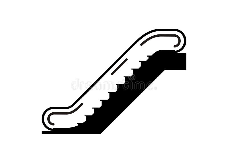 Escalator. Simple Illustration in Black and White. Stock Vector ...