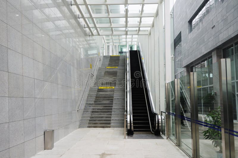 Escalator and stairs stock photo. Image of railway, interior - 14336404