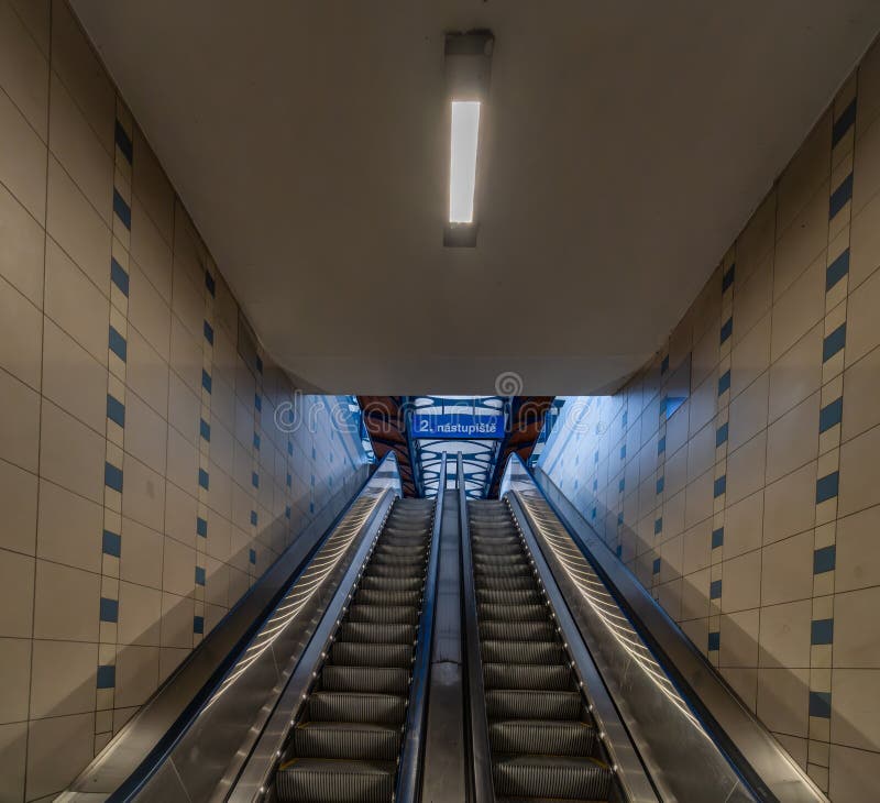 Escalator Stairs in Main Train Station in Usti Nad Labem CZ 12 24 2024 ...
