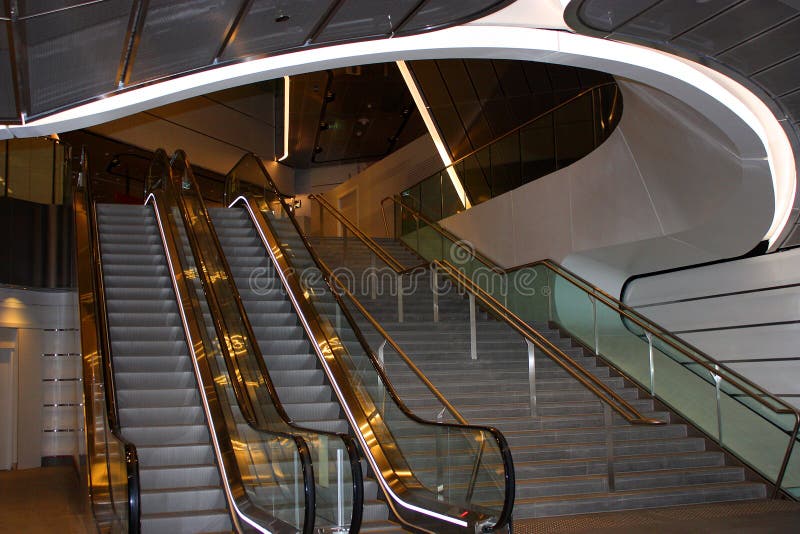 Escalator and Stairs in Train Station Stock Photo - Image of steps ...