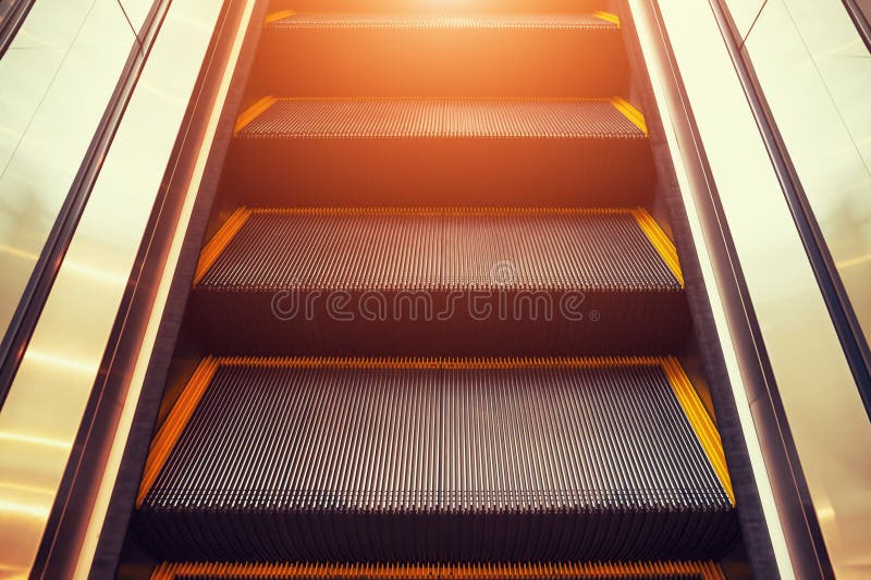 Escalator step inside stock image. Image of light, close - 98680955