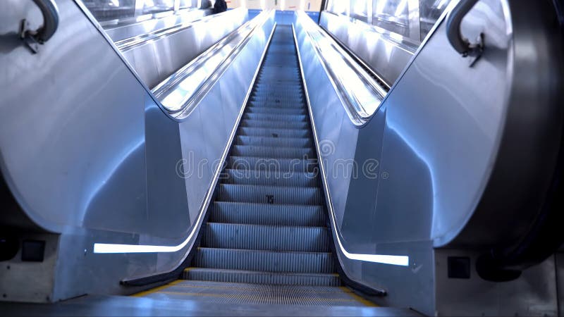 Escalator Steps in Subway. View from Below Up Stock Photo - Image of ...