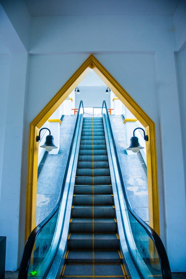 Escalator with Thai Style Frame Stock Photo - Image of rise, walk ...