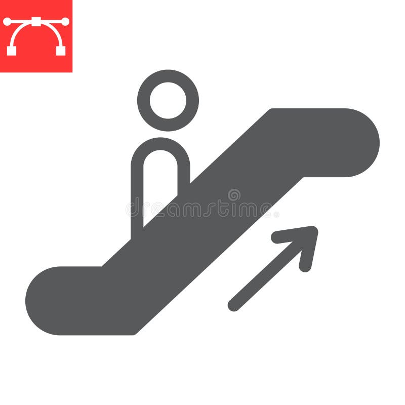 Escalator Up Line and Glyph Icon, Information and Airport, Man on ...