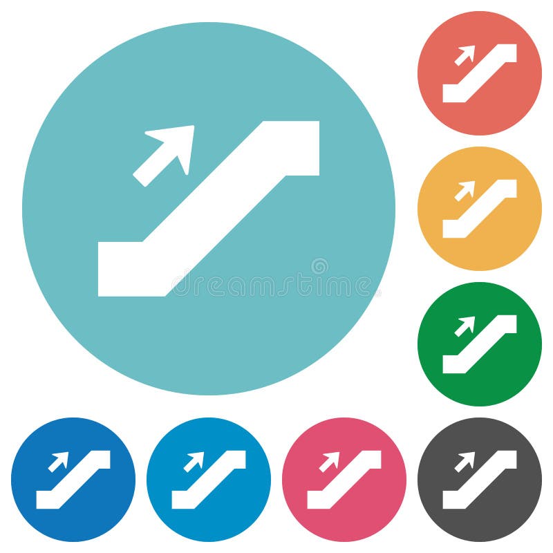 Escalator Up Sign Flat Round Icons Stock Vector - Illustration of ...