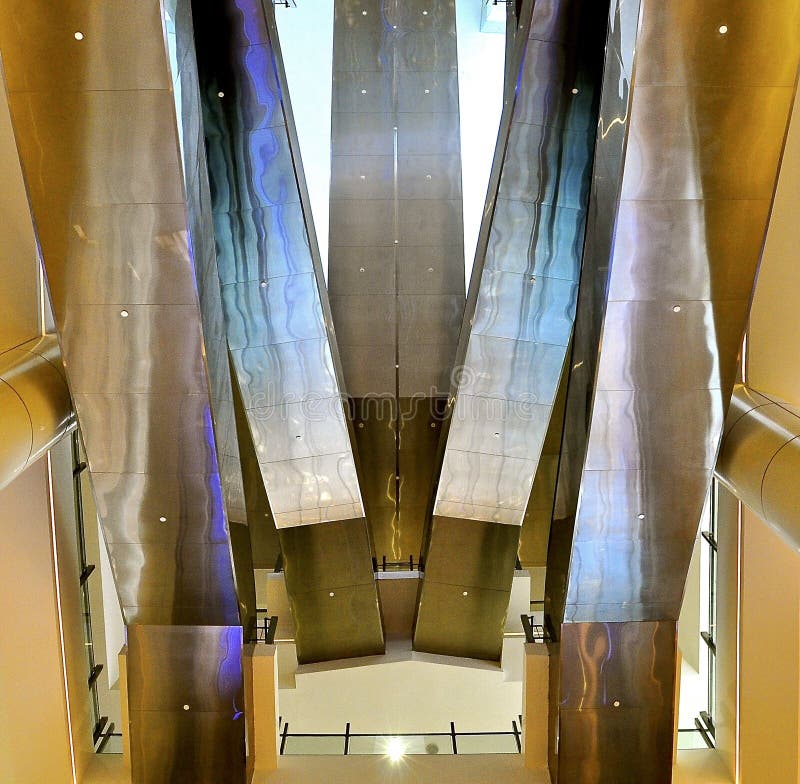 Escalators from below stock photo. Image of building - 130257992