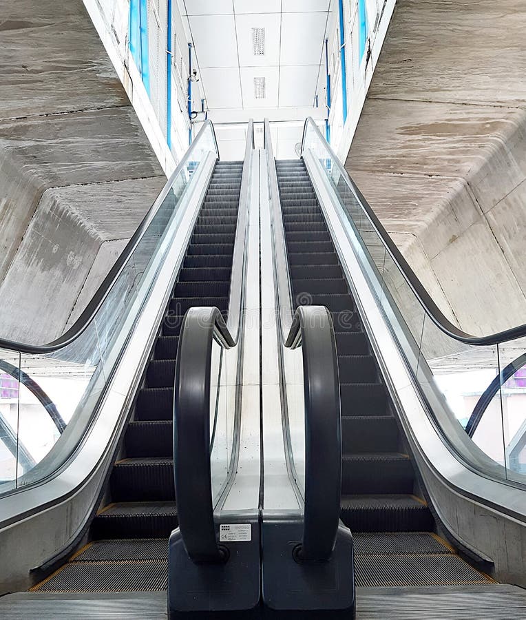 Escalators Connecting Inside To the Outside Stock Image - Image of ...