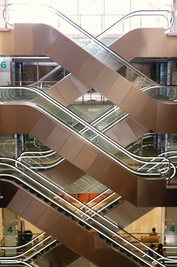 Beautiful Glowing Escalators in Shopping Center European Editorial ...