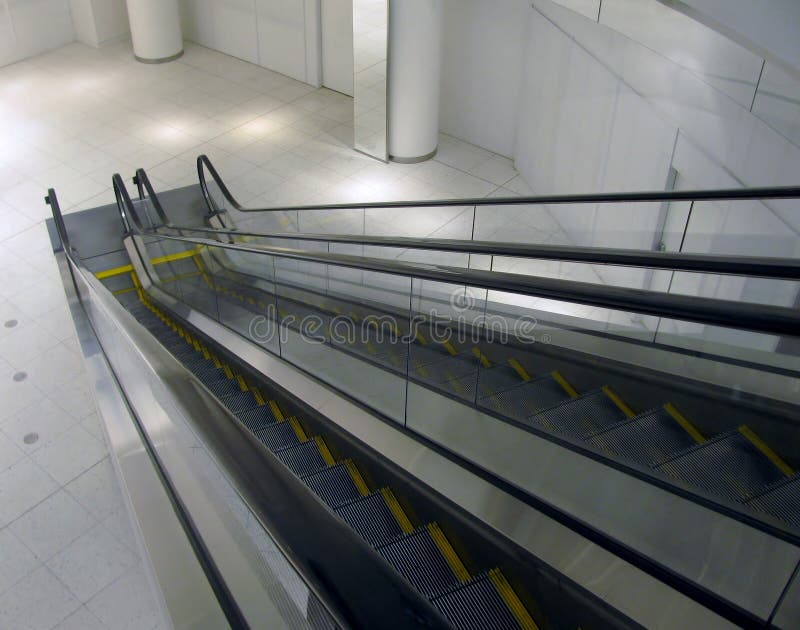 Escalators in Modern Building Stock Photo - Image of high, foyer: 114875554