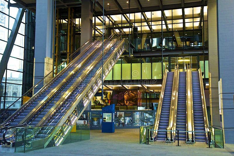 Escalators in Modern Building Editorial Stock Photo - Image of hall ...