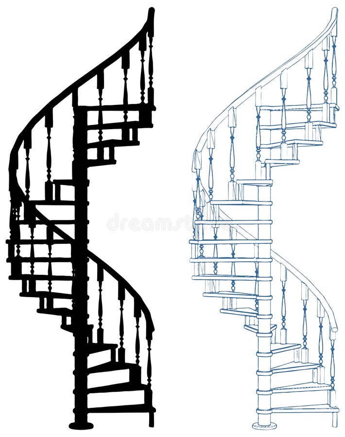 Vector De La Escalera Espiral Aislado En Blanco Ilustración del Vector ...