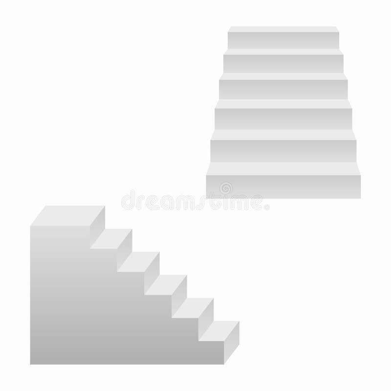 Conjunto De Escaleras, Escaleras Realistas En 3D. Vector. Ilustración ...