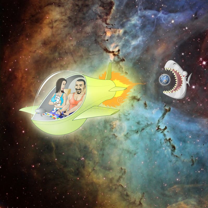 Escape stock illustration. Illustration of flight, shark - 27864921