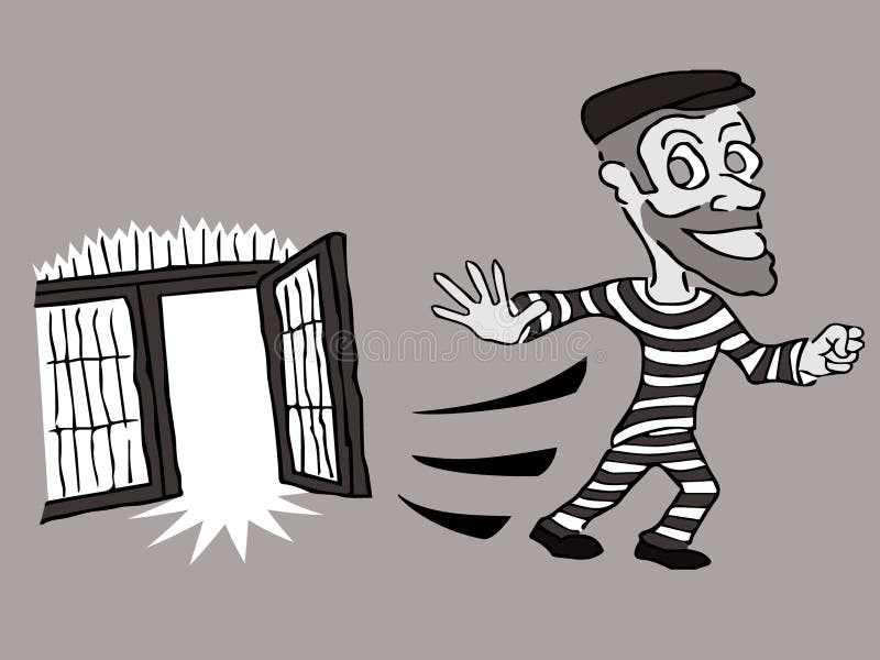 Un Preso Escapa De La Cárcel. Escapar Del Criminal. Policía Corre Tras ...