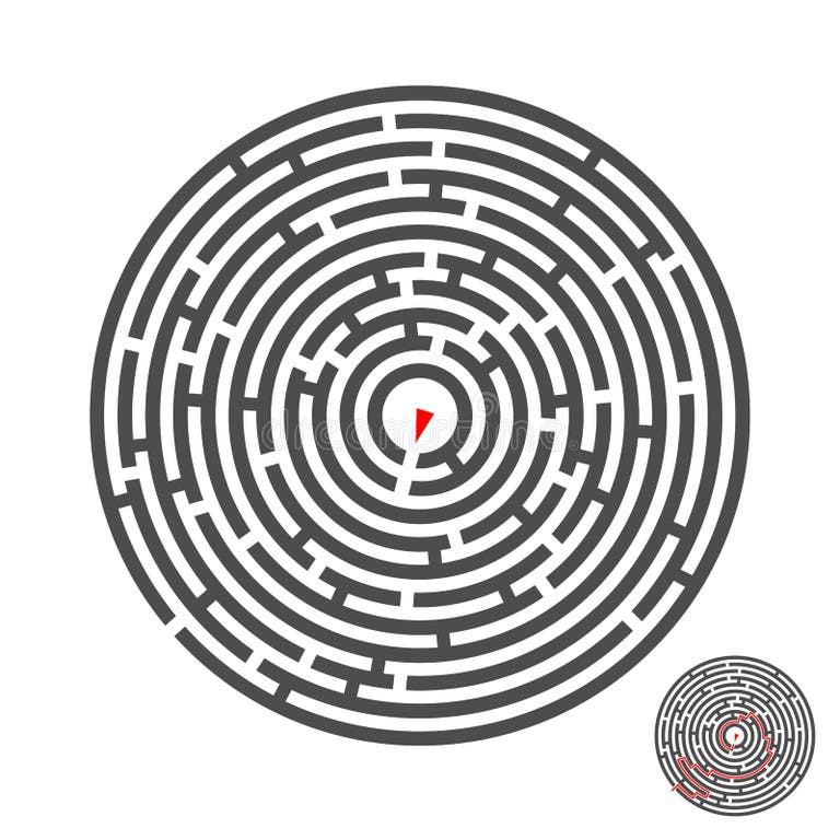 Escape Circle Labyrinth with Entry and Exit.vector Game Maze Puzzle with Solution.Num Stock ...